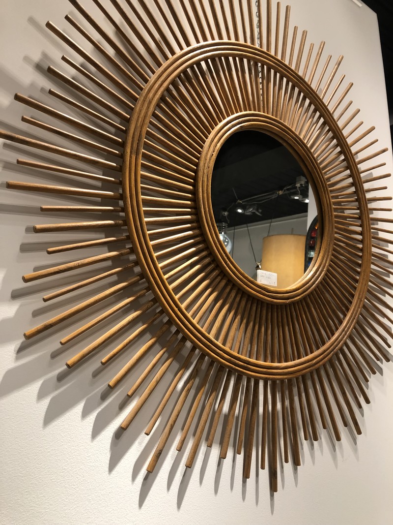 M 120 AG Rottan Mirror, circa 1960 - Mirrors - Haute Antiques