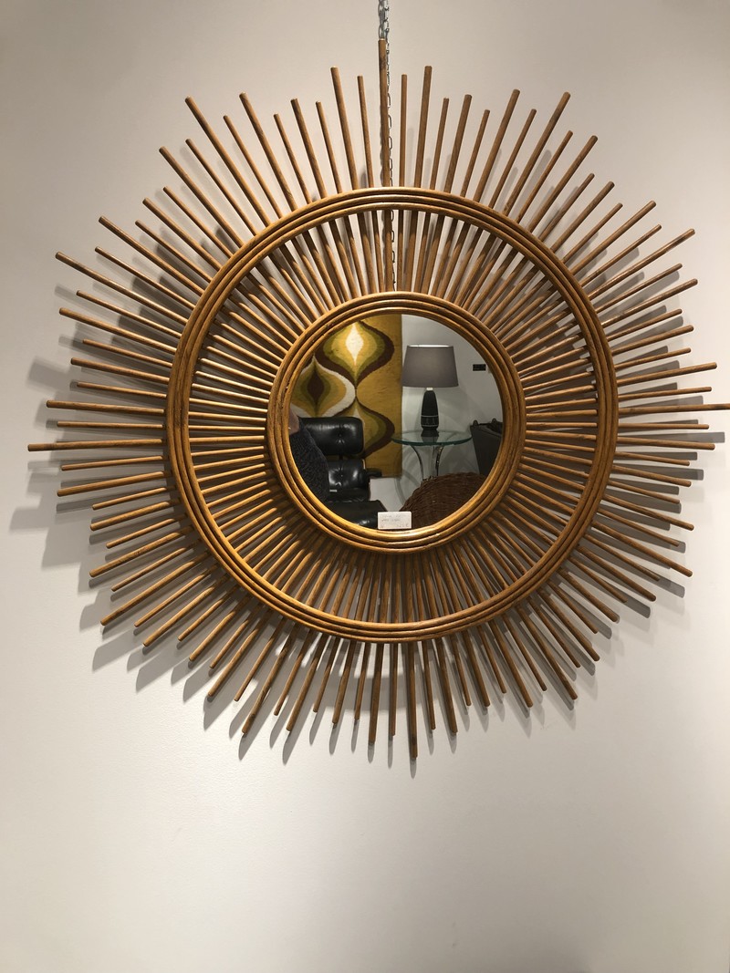 M 120 AG Rottan Mirror, circa 1960 - Mirrors - Haute Antiques
