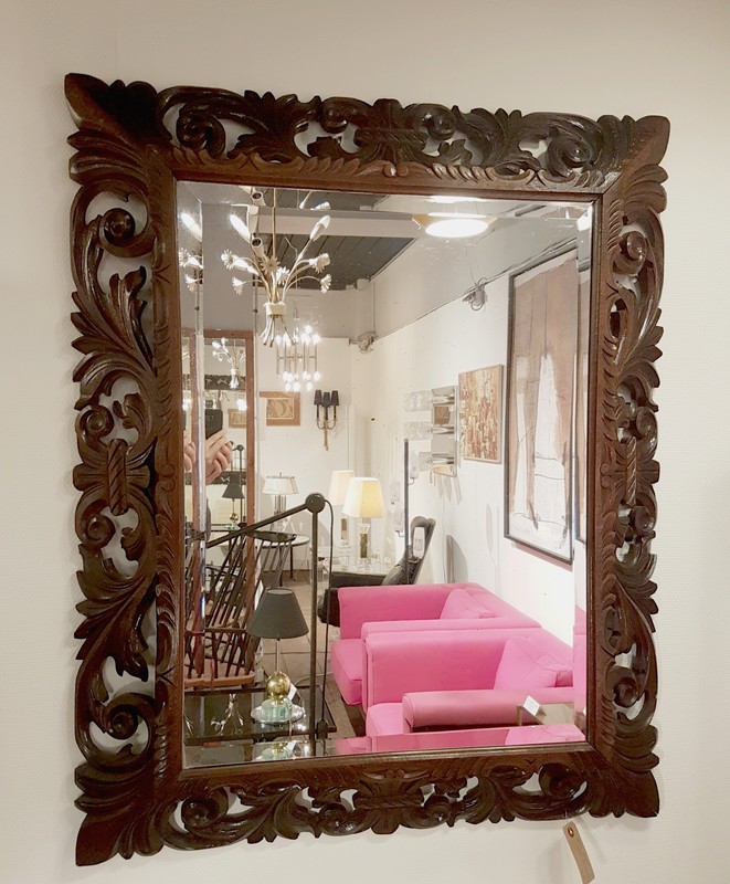 M 70 RP Large Carved wood framed mirror 1930s - Mirrors - Haute Antiques